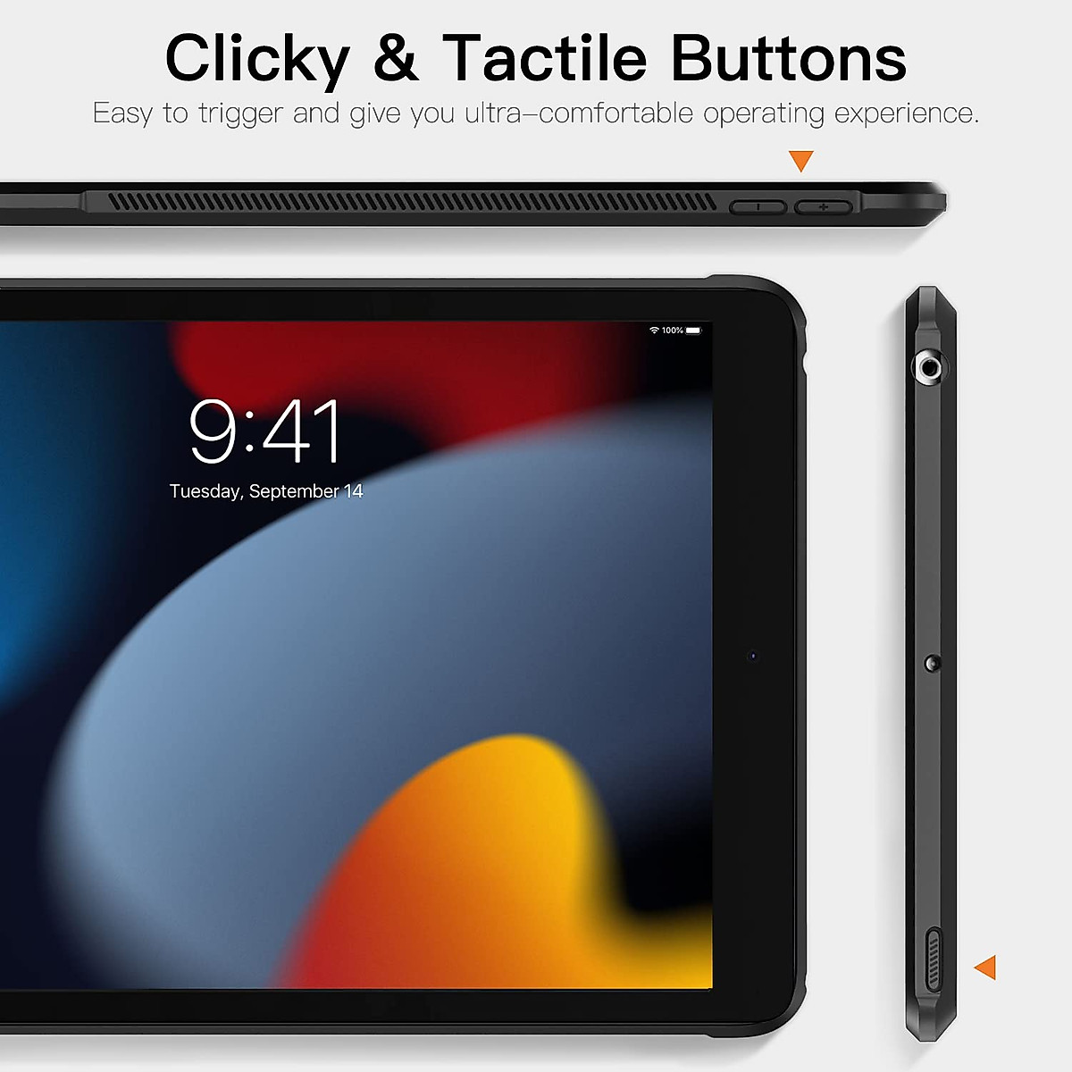 TiMOVO Case for New iPad 9th Generation 2021/8th Gen 2020/7th Gen 2019, Ultra Slim Lightweight Shock Absorbant Flexible TPU Air-Pillow Edge Protective Clear Case for iPad 10.2" case, Black