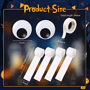 WinnerWhy Halloween Mummy Decorating Kit with Large Googly Eyes Crepe Paper Streamers and Masking Tape for Halloween Party Door DIY Decor