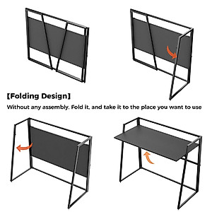 EUREKA ERGONOMIC Folding Desk for Small Spaces Folding Desk Table Fold up Desk no Assembly 41inch Computer Desk Office Table Teen Student Dorm Study Desks, Easy to be Folded Writing, Laptop Working