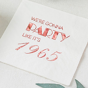 Crisky 60th Birthday Cocktail Napkins Rose Gold for Women 60th Birthday Party Decorations for Cake Dessert Berverage Table, 60th Birthday Party Supplies,50 Pcs Disposable Napkins, 3-Ply