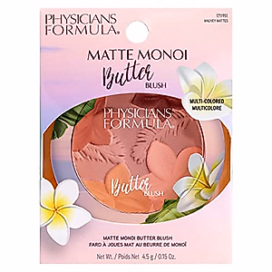 Physicians Formula Matte Monoi Butter Blush Makeup Powder, Mauvy Mattes, Dermatologist Tested