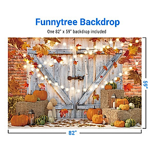 Funnytree 7x5FT Fall Thanksgiving Photography Backdrop Autumn Pumpkin Harvest Barn Background Maple Baby Shower Banner Decoration Birthday Party Supplies Photo Booth Prop