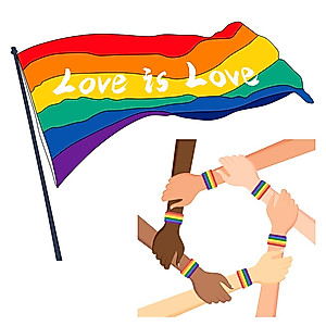 CHOORO LGBT Bracelet Gay Pride Bracelets Rainbow Silicone Rubber Wristbands LGBTQ Jewelry Gay Pride Gifts (Rainbow)