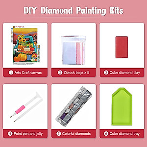 NAIMOER Truck Diamond Art Kits for Adults, DIY 5D Fall Diamond Art Kits for Beginner, Full Drill Pumpkin Diamond Art Sunflowers Painting Craft for Home Decor Gifts 30x40cm