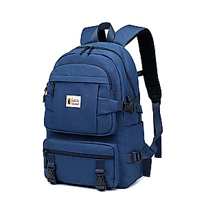 AGOWOO College Backpack Teen Lightweight School Book Bag with USB Charger Port Casual Daypack (Blue) for Women Men Youth