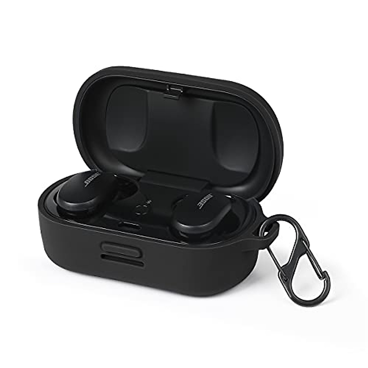 METEQI Silicone Protective Cover Case Compatible with Bose QuietComfort Earbuds (Dark Black)