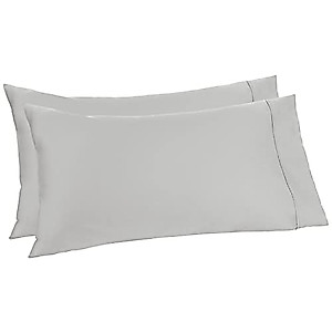 Amazon Aware 100% Organic Cotton 300 Thread Count Pillowcase Set, Light Gray, Standard, 2 Pack, 32" x 20"