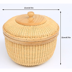 Nantucket Basket Wisteria Woven Natural Material Basket with Lid Storage Basket Round Shape