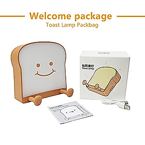 QANYI Toast Bread Night Light,Soft LED Toast Lamp with Cute Face Always Smile,Bedroom Table Lamps Graduation Gifts Ideas for Teen Girls 10 11 12 13 14 Year Old Girls