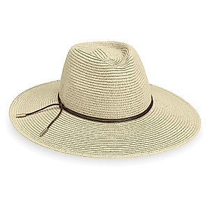 Wallaroo Women’s Montecito Fedora (Natural) –UPF 50+ Sun Protection, Wide Brim Sun Hat, Natural Fiber, Medium Size – Adjustable Fit, Beach UV Sun Hat, Casual Summer Style