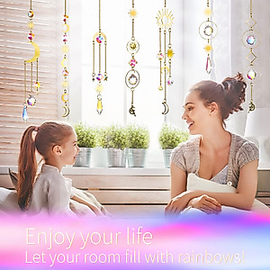 Sun Catchers Hanging Crystals 7 Pieces Suncatcher with Chain Pendant Ornament Crystal Balls for Window Home Garden Decor