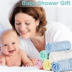 30 Pcs Baby Natural Cotton Burp Cloths Baby Wipes Soft Newborn baby face Towel Absorbent muslin washcloth for Bath Shower, 12 x 12 Inches