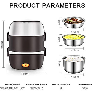 Lunch Boxes, Portable 3-Layer Electric Lunch Box 2L Heat Steamer Pot Heating Rice Cooker Food Insulation Rice Cooker 110v 200w Stainless Steel lunchbox