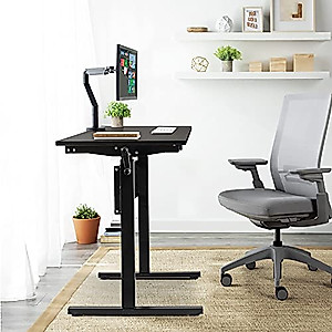 Tangkula Crank Adjustable Height Standing Desk, Manual Sit Stand Desk, Hand Crank Stand Up Desk Workstation for Home Office (Black)