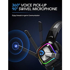 ZIUMIER Gaming Headset PS4 Headset, Xbox One Headset with Noise Canceling Mic and RGB Light, PC Headset with Stereo Surround Sound, Over-Ear Headphones for PC, PS4, PS5, Xbox One, Laptop