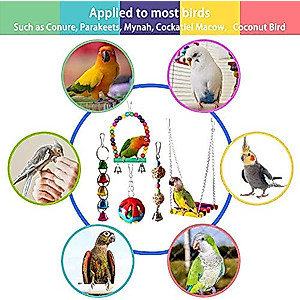 5 Pcs Bird Parrot Swing Toys - Hanging Bell Pet Bird Cage Hammock Climbing Ladder Bird Cage Toys for Budgerigar, Parakeet, Conure, Cockatiel, Mynah, Love Birds, Finches and Other Small to Medium Birds
