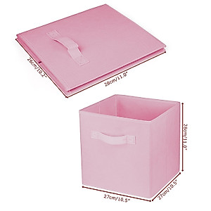 Zuihug 2 Pcs Storage Cubes, 10.5 Inch Collapsible Storage Bins, Fabric Foldable Bins for Organization, Durable Storage Bins for Closet, Shelves, Offices (Pink)