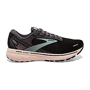 Brooks Women's Ghost 14 Neutral Running Shoe - Black/Pearl/Peach - 8 Medium