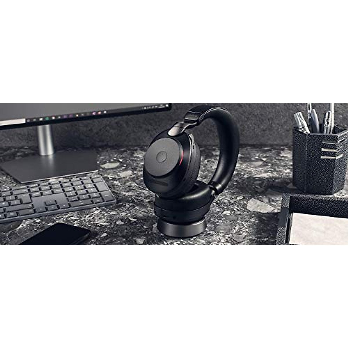 Jabra Evolve2 85 USB-C Stereo Headset with Charging Stand, UC Optimized, Leading Wireless Performance with Advanced Noise-Cancelling Microphone, All Day Battery - Black
