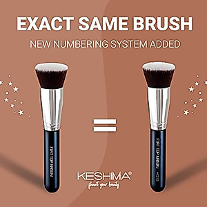 Flat Top Kabuki Foundation Brush By KESHIMA - Premium Makeup Brush for Liquid, Cream, and Powder - Buffing, Blending, Flawless Face Brush