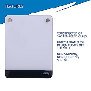 Iceberg Clarity Glass Personal Dry Erase Board, Office Supplies, with Ultra-White Back and Aluminum Frame, 9" x 12"
