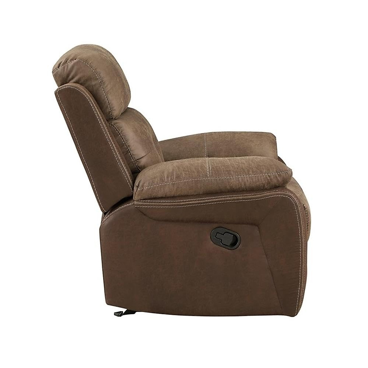 Lexicon Glendale Polished Microfiber Glider Manual Reclining Chair in Brown
