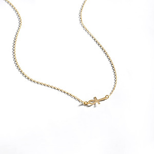 GELIN Ankh Cross Necklace in 14K Solid Gold | 14k Gold Sideway Cross Necklace, 18"