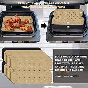 WMKGG Disposable Air Fryer Parchment Paper, 100 PCS Perforated Rectangular Air Fryer Liners for Ninja Foodi XL Smart FG551 6-in-1 Indoor Grill