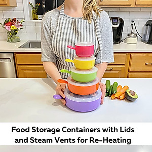 Evelots Set of 5 Microwave/Freezer Bowls-With Lids-Food Container-BPA Free Plastic