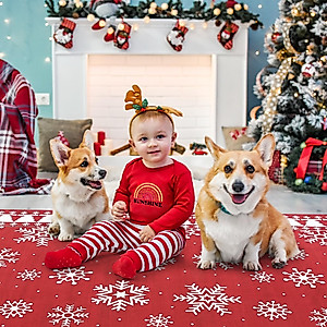 CAROMIO Christmas Hallway Runner Rug Holiday Decorative Bordered Area Rug, Washable Stain Resistant Non-Slip Floor Cover Xmas Tree and Snowflake Entrance Carpet for Laundry Kitchen, 2' x 6'