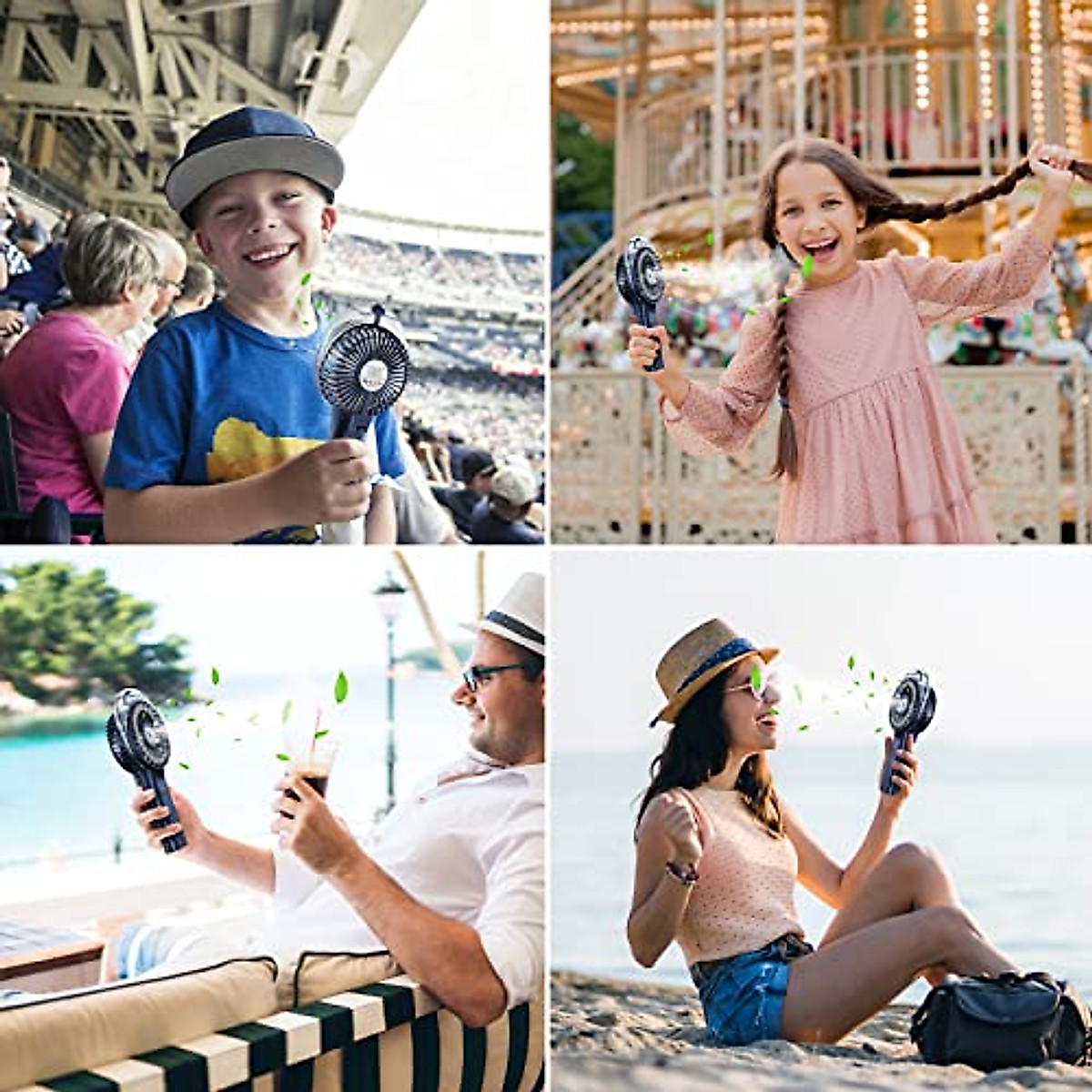 GRANDFAST Portable Handheld Misting Fan, Rechargeable Battery Operated Water Spray Mist Fan for Travel Outdoors Home Office (Blue)