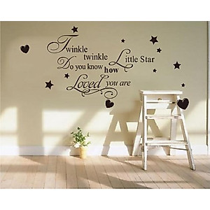 Twinkle Little Star Do You Know How Loved Are - Girl's or Boy's Room Kids Baby Nursery - Vinyl Wall Decal, Lettering Art Letters Decor, Quote Design Sticker, Saying Decoration