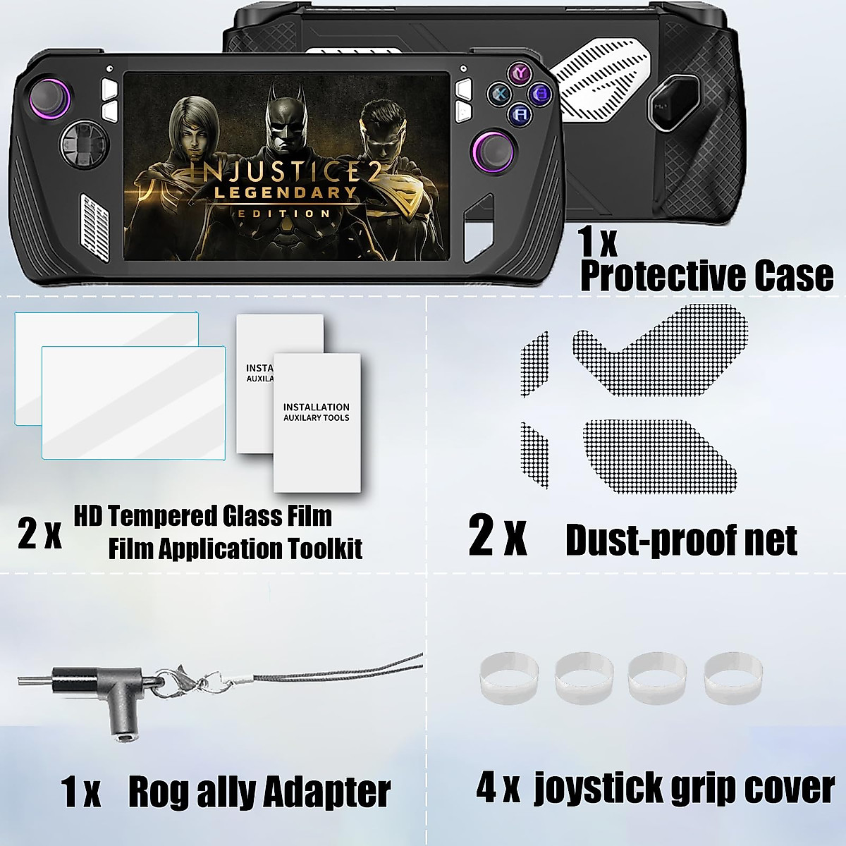 KERESLINA Silicone Protective Case for Rog Ally,ROG Ally Integrated Silicone Black and White Shockproof Protection Shell,with Accessories for Rog Ally Game Handheld 2023