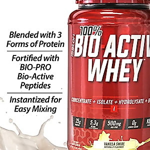 iSatori 100% Bio-Active Whey Protein Powder, Concentrate, Isolate and Hydrolysate - Bio-Gro, Bio Active Peptides, and BCAAs for Recovery 25G of Protein per Serving - Vanilla Swirl (26 Servings)