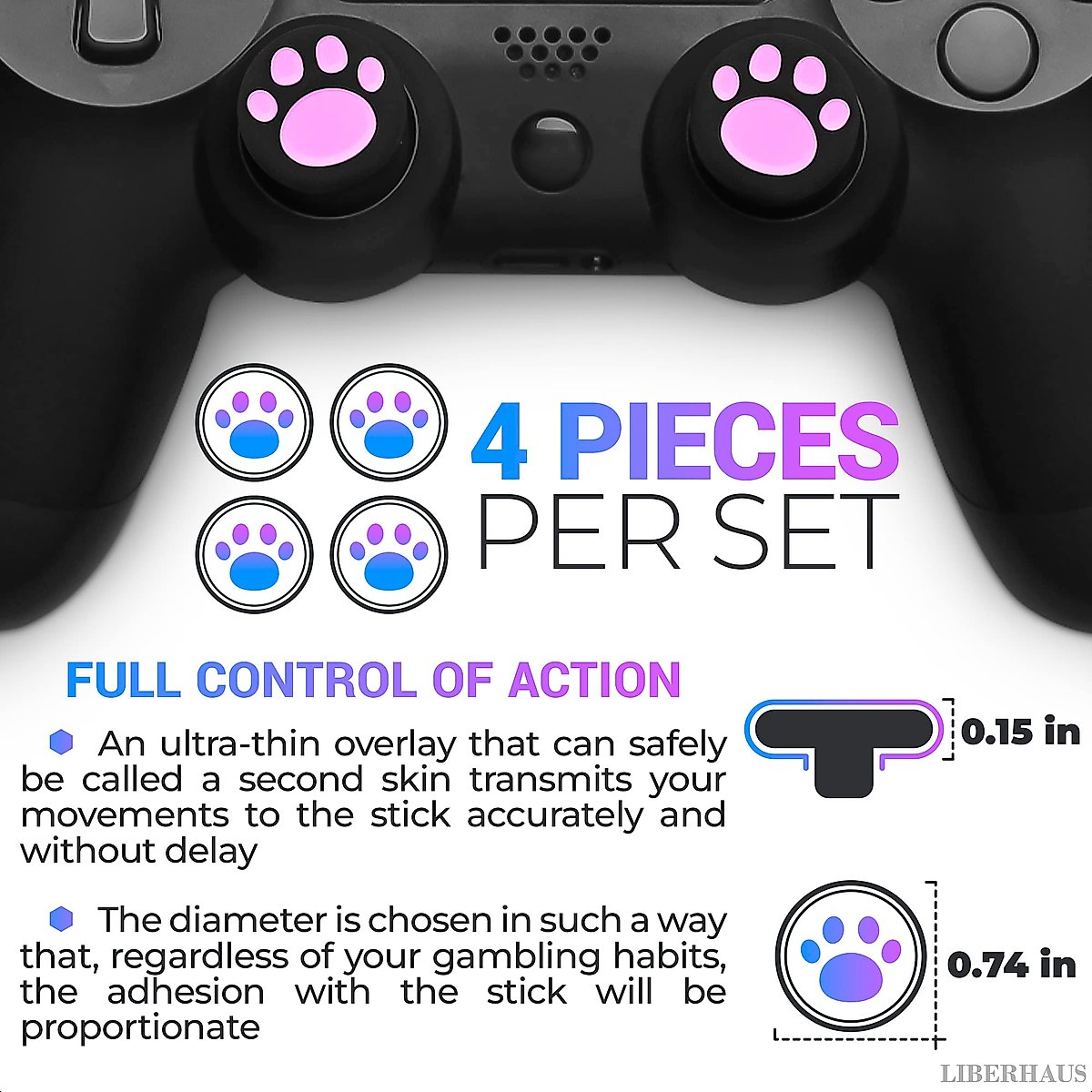 4Pcs Cat Paw Pink Ps4 Thumbstick Grips - Switch Thumb Grips Ps3 Controller Grips Switch Joystick Caps Ps4 Thumb Grips Xbox Joystick Grips - Xbox 360 Thumb Grips Ps4 Controller Joystick Grips