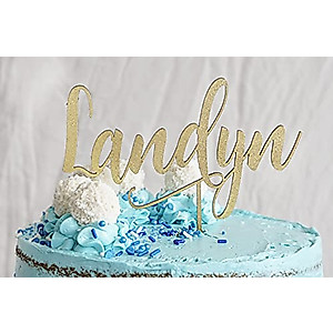 Name Birthday Cake Topper | Custom Cake Topper Personalized | Gold, Silver, Rose Gold, & Wood Cake Topper