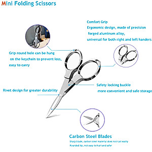 YVAOG Folding Scissors, Safe Portable Travel Mini Scissors, Stainless Steel Retractable Small Scissors for Home Office, Safe Portable Travel Scissors, 2 Piece Set
