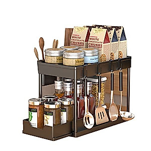 iFCOW Under Sink Organizer, 2-Tier Under Sink Storage Shelf with Pull Out Drawer Storage Rack for Countertop Laundry