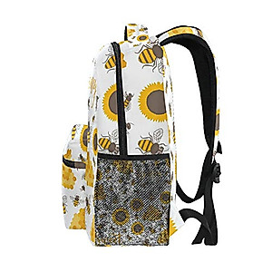 Sunflowers Bees Honey Sweet Backpacks Travel Laptop Daypack School Bags for Teens Men Women