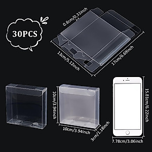 BENECREAT 30PCS Clear Wedding Favour Boxes 4x4x1.2 Rectangle PVC Transparent Gift Boxes for Candy Chocolate Valentine