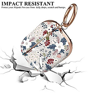 Happypapa Stylish Pattern Case Designed for Apple AirPods Pro, Flowers Berries Airpods Pro Case for Women Girls Kids Men Full Protective Case Cover with Keychain