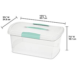 Sterilite 18748606 Medium Nesting ShowOffs, Clear with Blue Aquarium Handle and Latches, 6-Pack