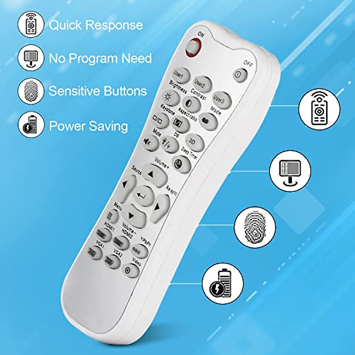 New Replacement Remote Control compatible with Optoma Projector HD26 GT1080 GT1070X HD141X DH1008 HD37 HDF536 HDF537ST HD200D EH200ST L-27-5KEY Controller