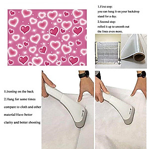 DYANG Early 2000s Pink Heart Backdrop Glitter Heart Romantic Valentine Day Party Photography Background Baby Shower Sweet 16 18th 21th 30th Female Birthday Banner Decor(7x5FT)