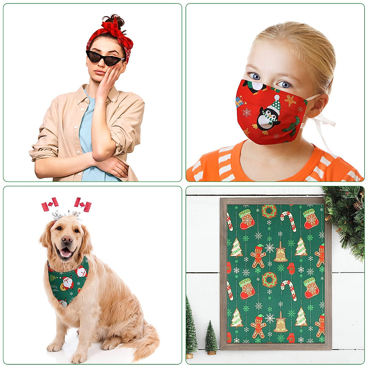 YARNOW 12 Pieces Christmas Fabric Bundles Squares Fabric Bundle Xmas Fabric for Xmas Sewing Crafting DIY Supplies (18.9 x 20.5 Inch)