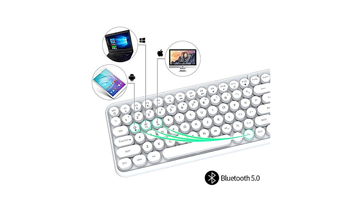 NACODEX 308I Wireless Bluetooth Keyboard - Retro Design