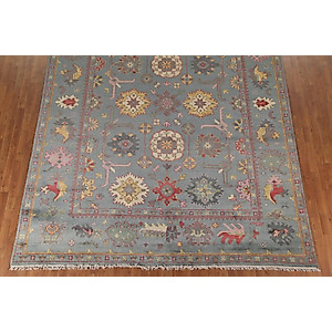 Transitional Collection 9 x 12 Oushak Area Rug, Floral/Geometric Wool Carpet for Home Décor, Living Room, Dining Room, and Bedroom