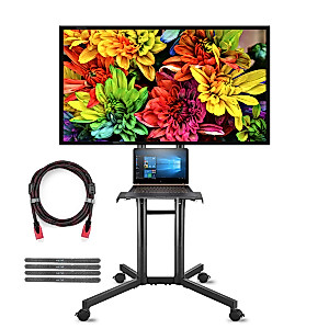 Suptek Mobile TV Cart Rolling TV Stand Mount with Wheels and Shelf for 32-70 inch LCD, LED, Plasma, Flat Screen Max VESA 600x400 (ML5074-3)