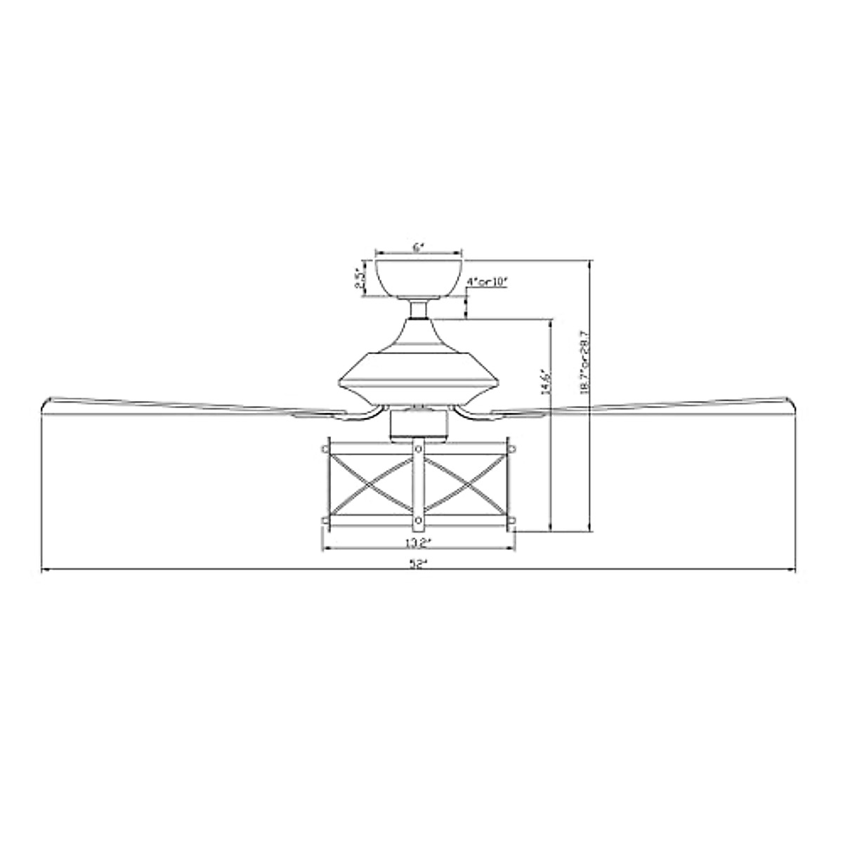 Parrot Uncle Ceiling Fans with Lights and Remote Farmhouse Ceiling Fan with Light 52 Inch Black Outdoor Ceiling Fans for Patios Covered, Reversible Motor