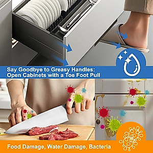 Vxyaaz Trash Cabinet Foot Pull,Foot Pull for Trash Cabinet Drawer,Foot Handle for Trash Drawer（Grey/5.9in）